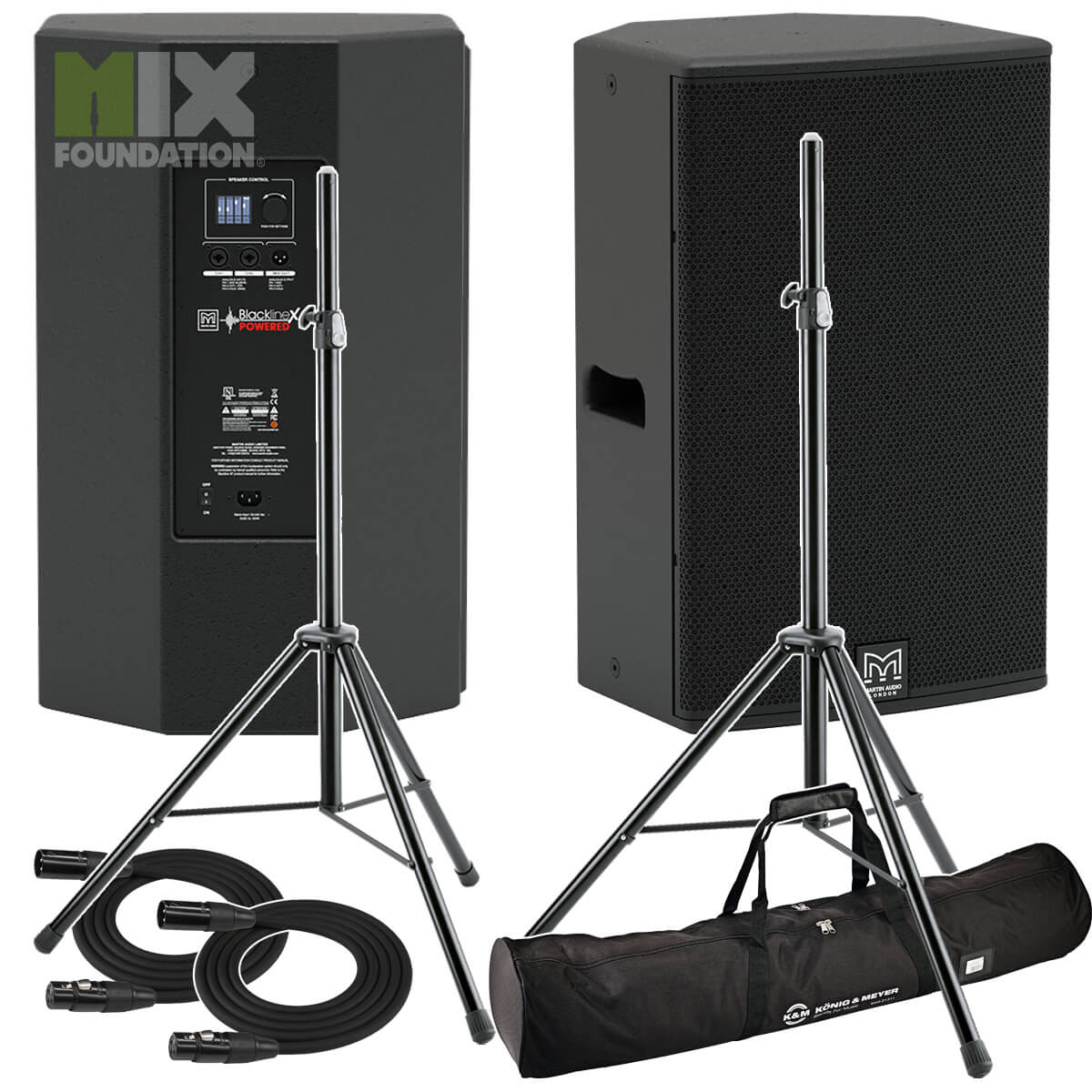 Martin Audio BLACKLINE XP12 Compact Powered 12" Speakers & Stands Pack