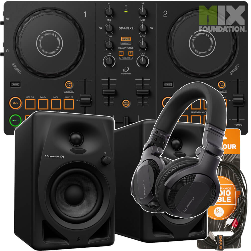AlphaTheta DDJ-FLX2 Compact Bluetooth DJ Controller | Beginner Pack 2